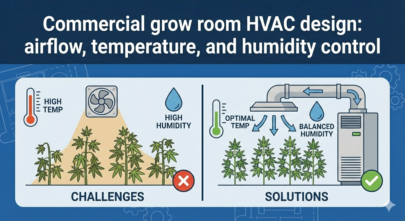 Commercial grow room HVAC design: airflow, temp & humidity