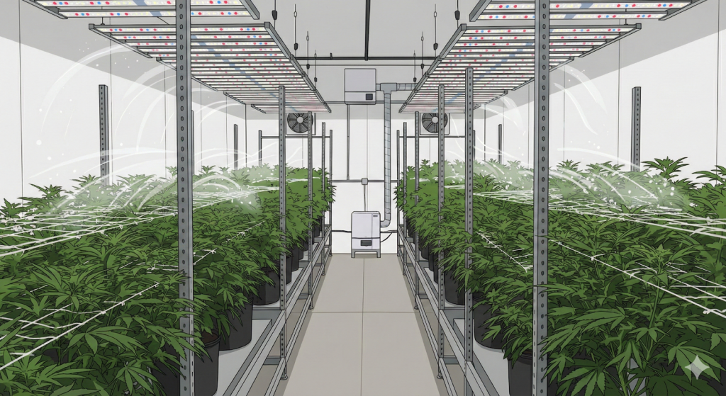 Commercial grow room HVAC design: airflow, temp & humidity